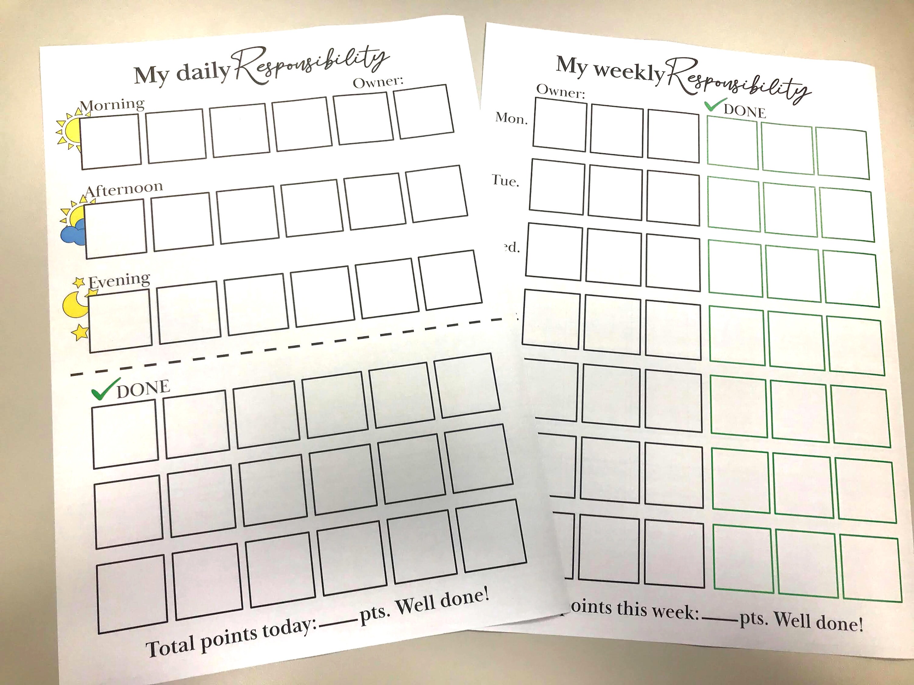 Responsibility Chores Charts POINT-BASED Printables PDF for Kids and ...