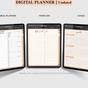 Undated Digital Planner | iPad Planner | PDF Planner | Work With ...