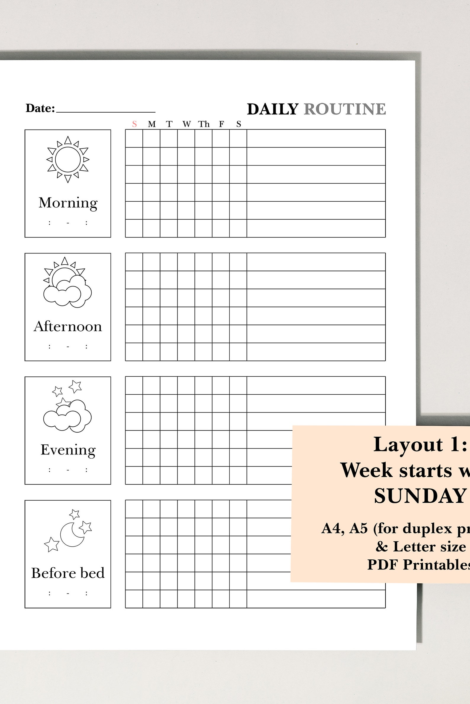 Daily Rountine Lists Planner inserts A4 A5 Letter Printables | Etsy