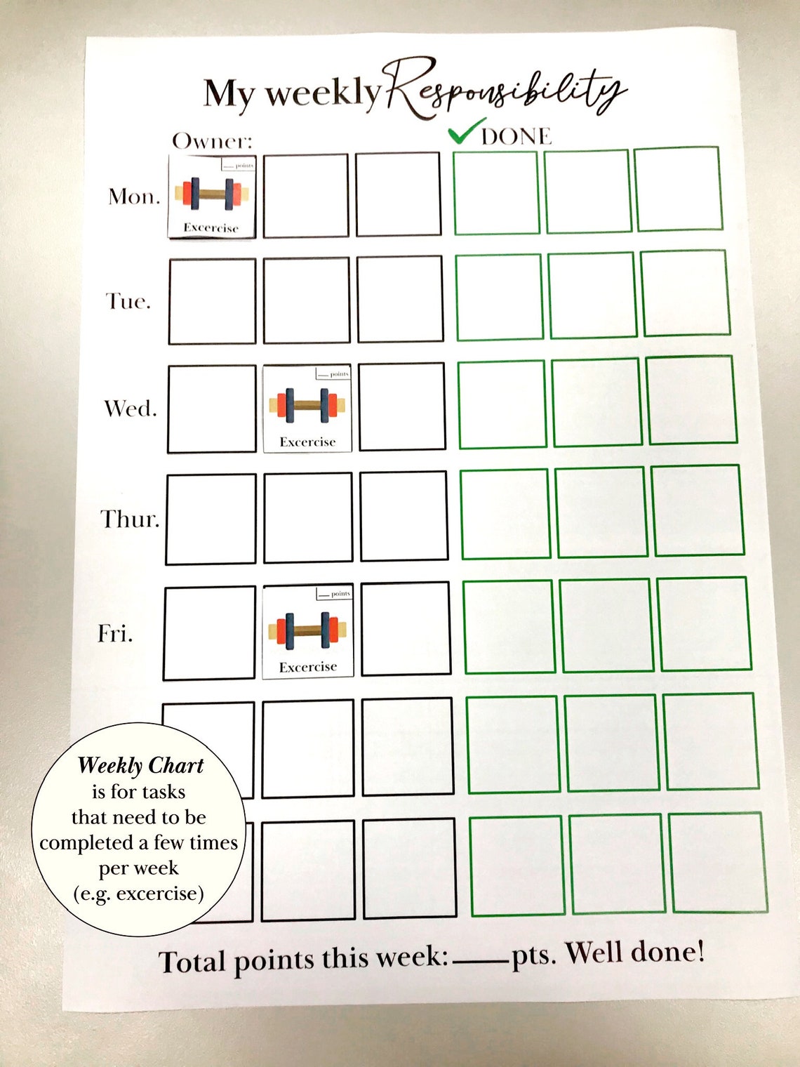 Responsibility Chores Charts POINT-BASED Printables PDF for Kids and ...