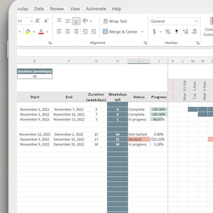 Project Planner Project Management Progress Tracker Excel Spreadsheet ...