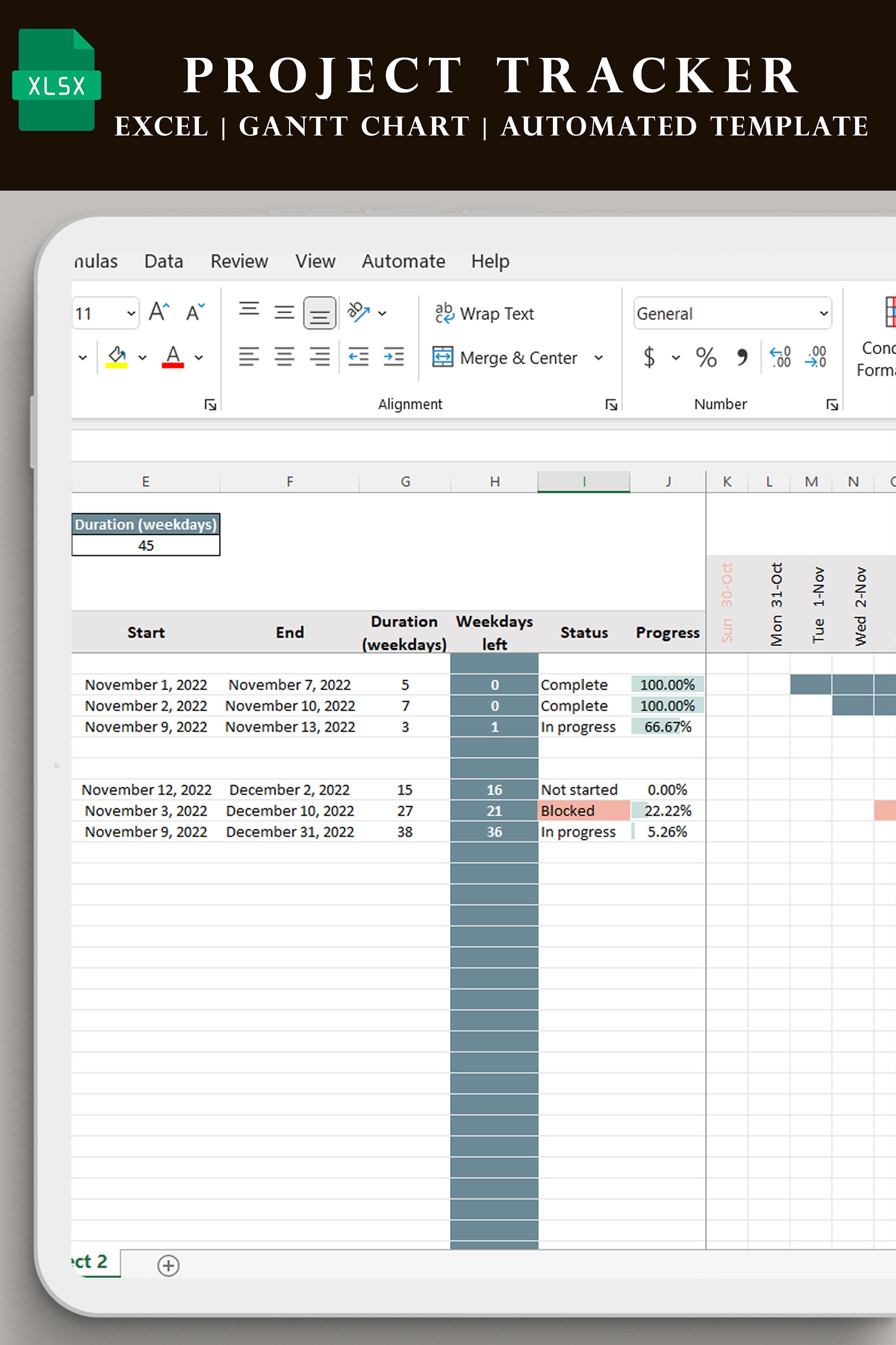 Project Planner | Project Management Progress Tracker Excel Spreadsheet ...