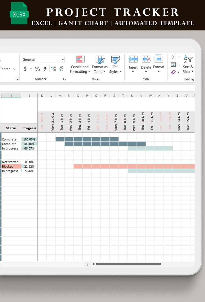 Project Planner Project Management Progress Tracker Excel Spreadsheet ...