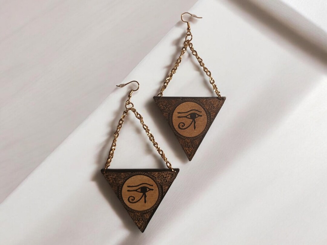 Egyptian Eye of Horus Wooden Earrings Medium Size Black - Etsy