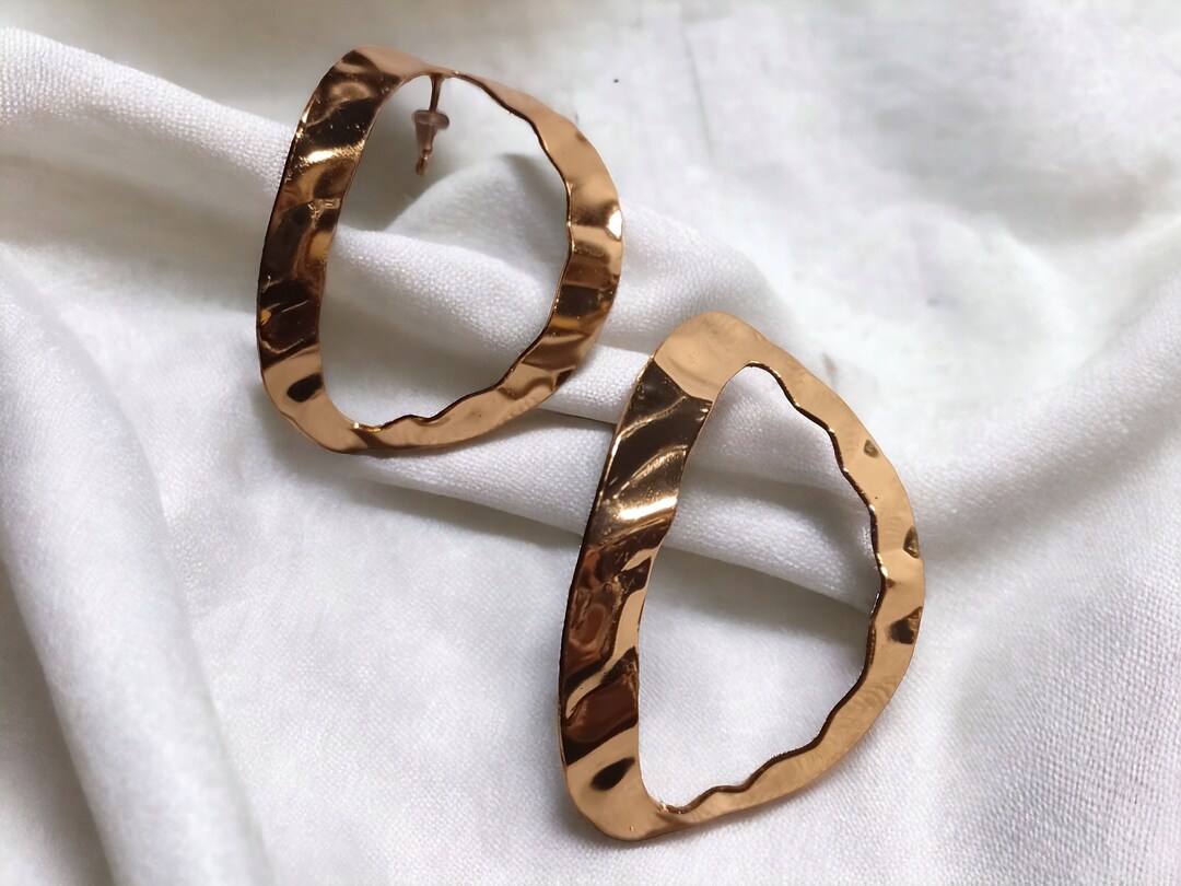 Large Abstract Minimalist Hoop Earrings - Etsy