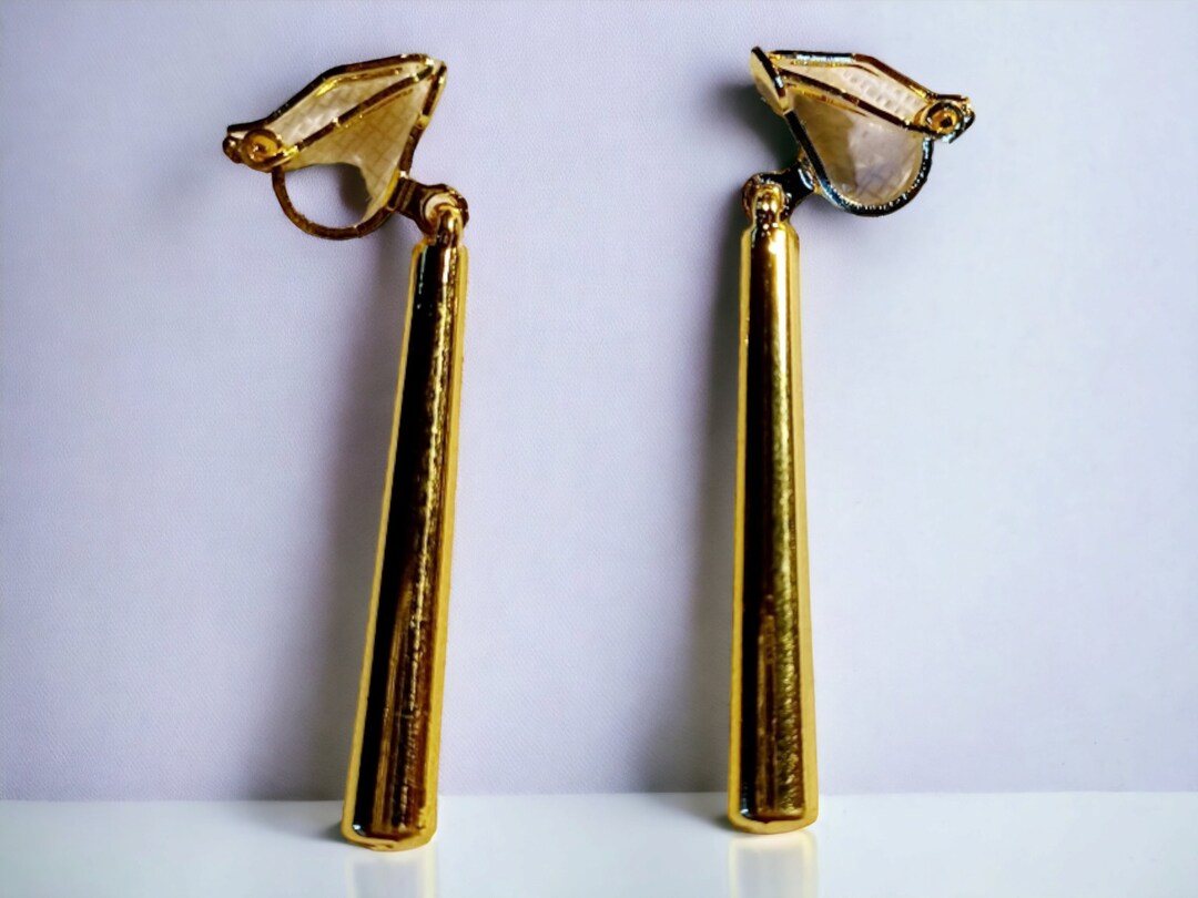 Small Gold Metal Bar Minimalist Clip on Earrings Gold - Etsy