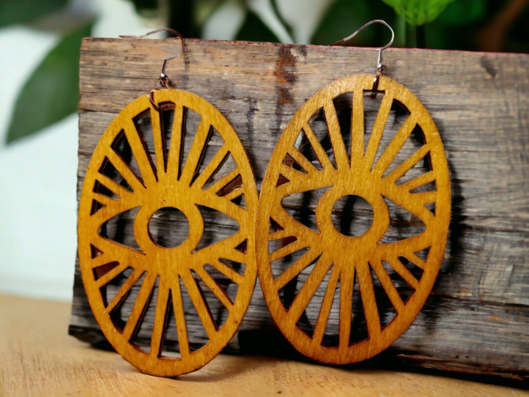 Egyptian Eye of Horus Wooden Earrings - Etsy