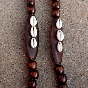 Handmade Cowrie Shell and Wood Earrings 8 Inch - Etsy
