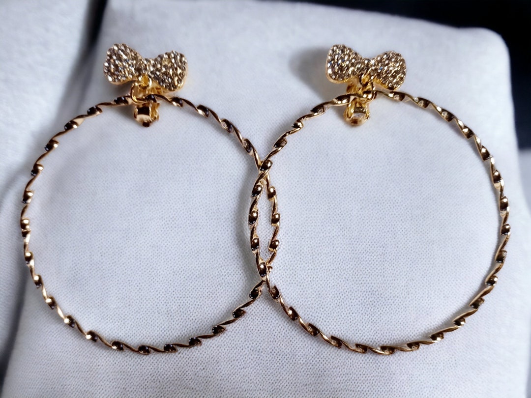 Medium Sized Gold Metal Spiral Hoop Clip on Earrings - Etsy