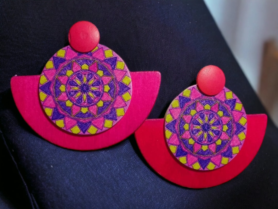 Handmade Extra Large Abstract Pop Art Acrylic Statement Earrings ...