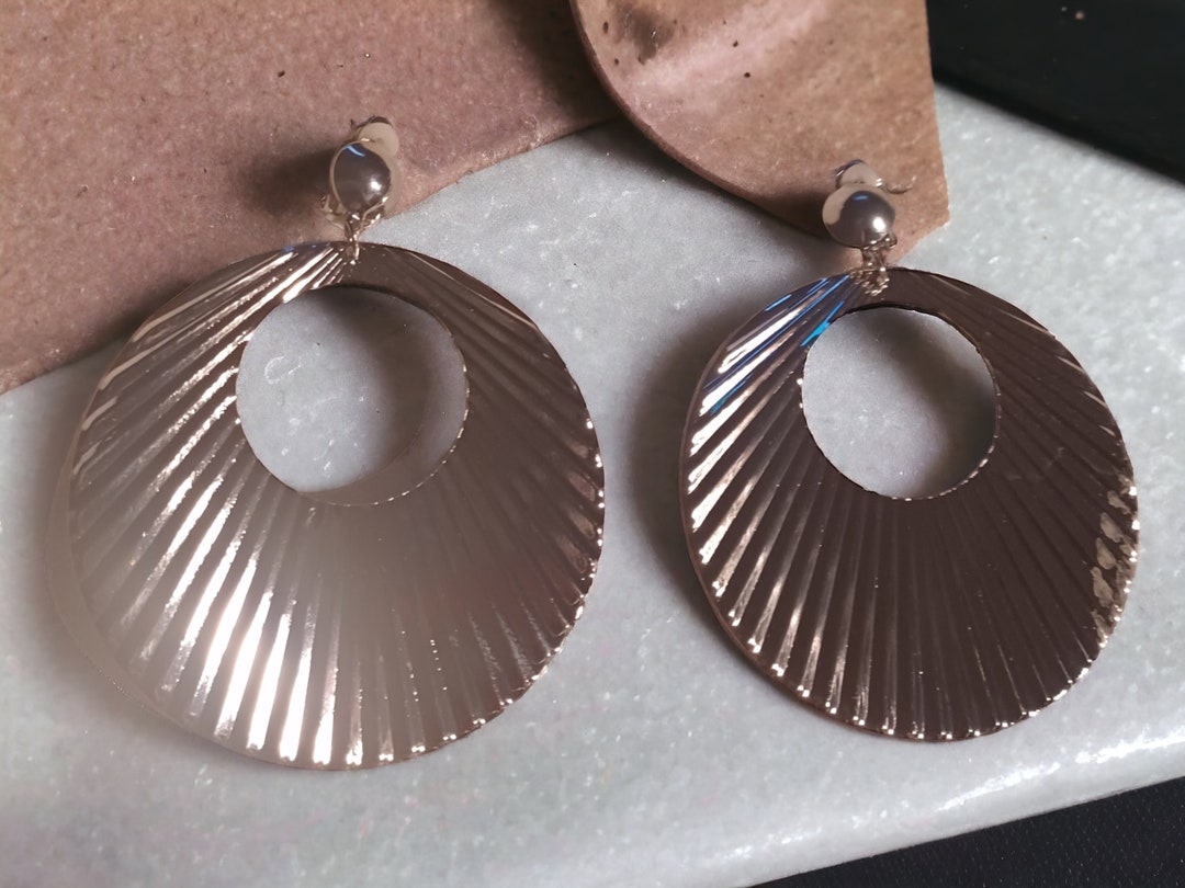 Large Hammered Metal Hoop Clip on Earrings Silver - Etsy
