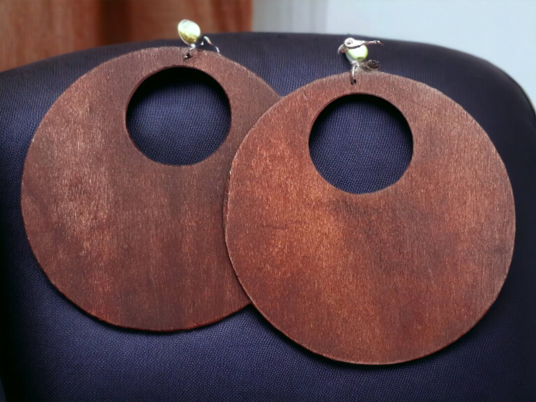 Natural Wood Extra Large Giant Hoop Clip on Earrings 5 Inch - Etsy