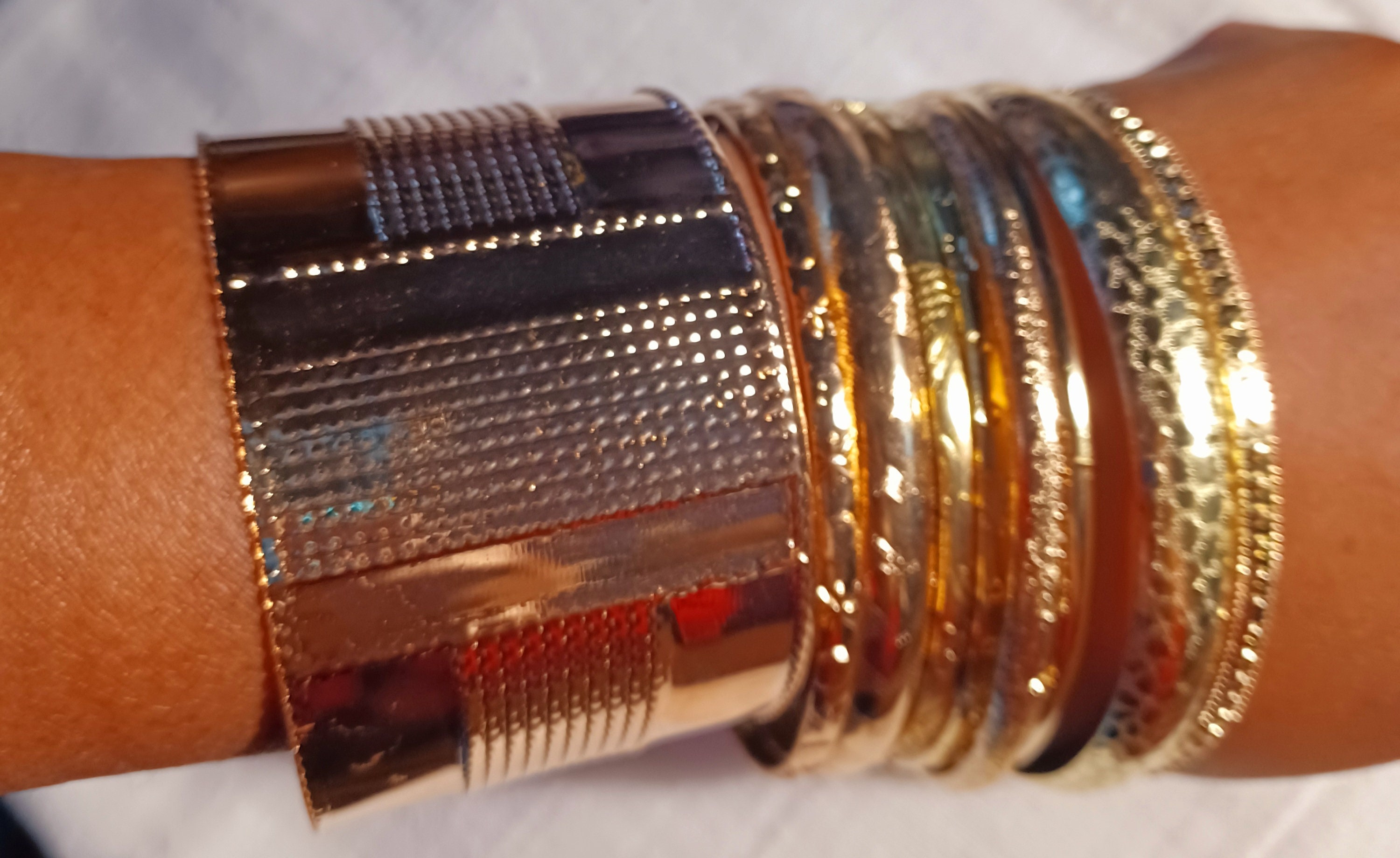 Chunky Gold Metal Bangle Set of 10 - Etsy