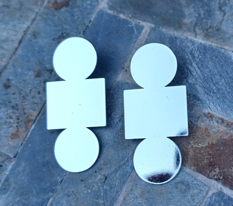 Abstract Minimalist Geometric Silver Metal Earrings (pierced Ears ...