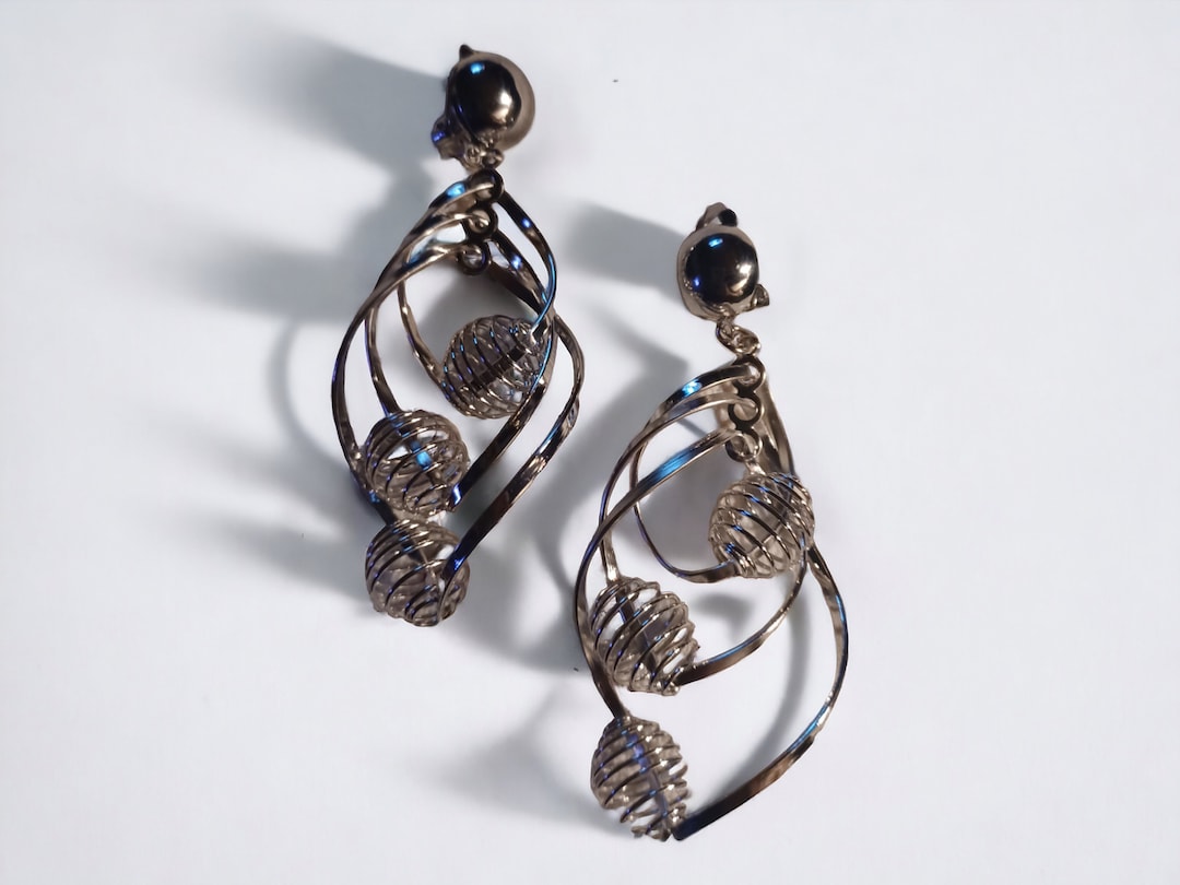 Abstract Silver Metal Spiral Hoop Clip on Earrings - Etsy