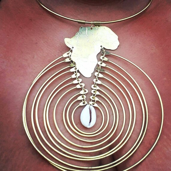 Stunning Vintage Brass Africa Necklace Set Handmade Senegal - Etsy