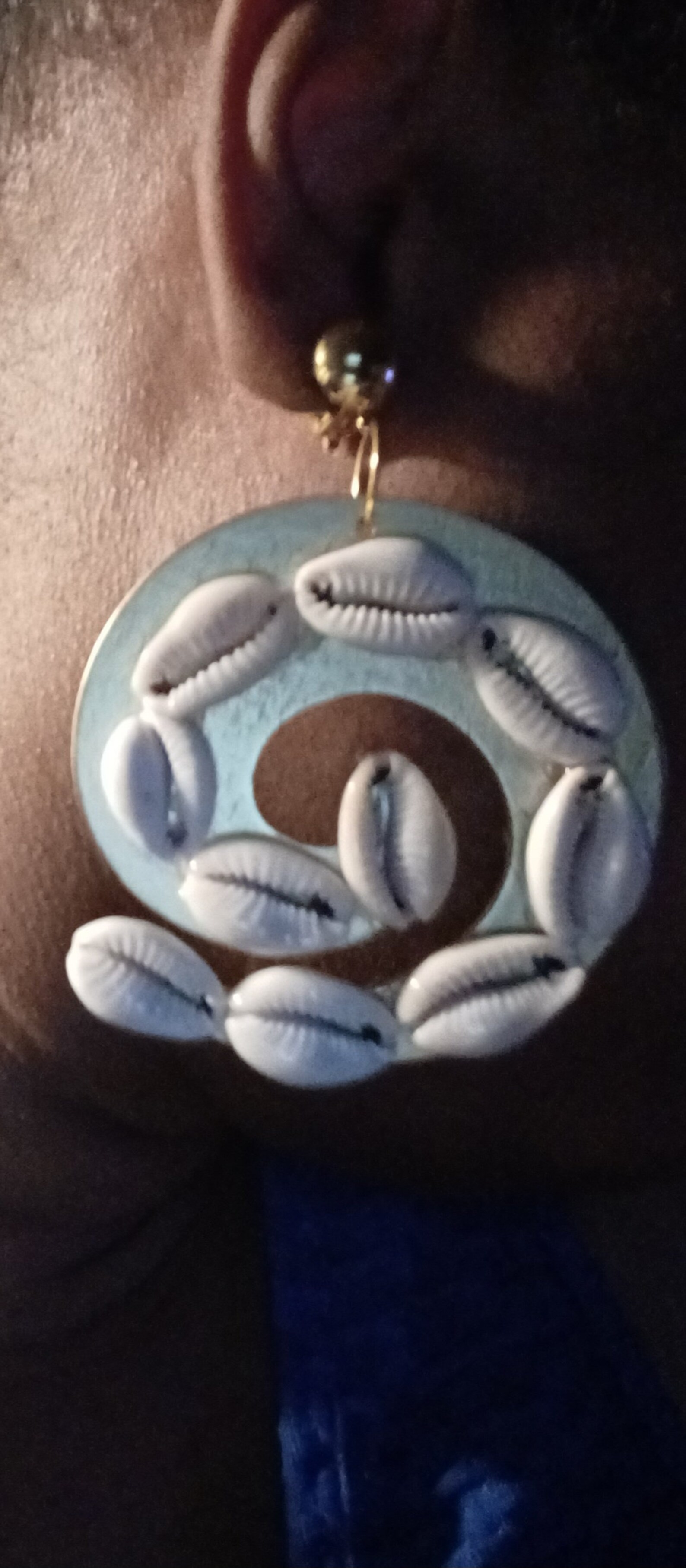 Handmade Large Abstract Wood and Cowrie Shell Earrings Pierced Ears - Etsy