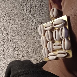 Handmade Abstract Wood and Cowrie Shell Clip on Earrings - Etsy