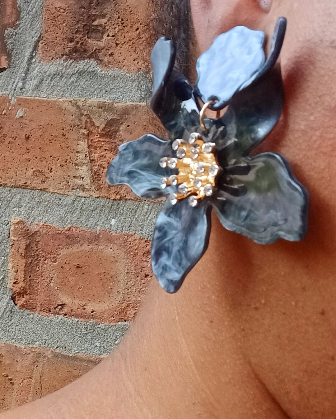 Handmade Abstract Large Flower Clip on Earrings - Etsy