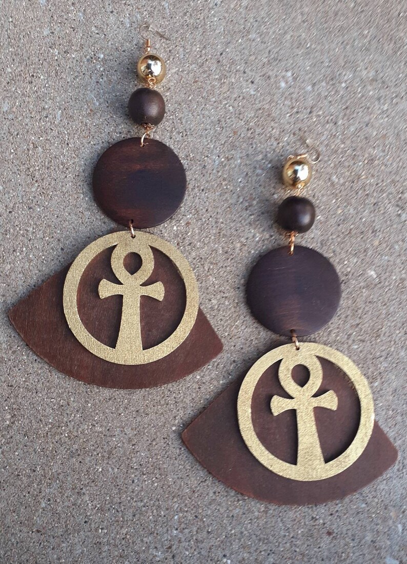 Handpainted Extra Large Abstract Ankh Earrings - Etsy