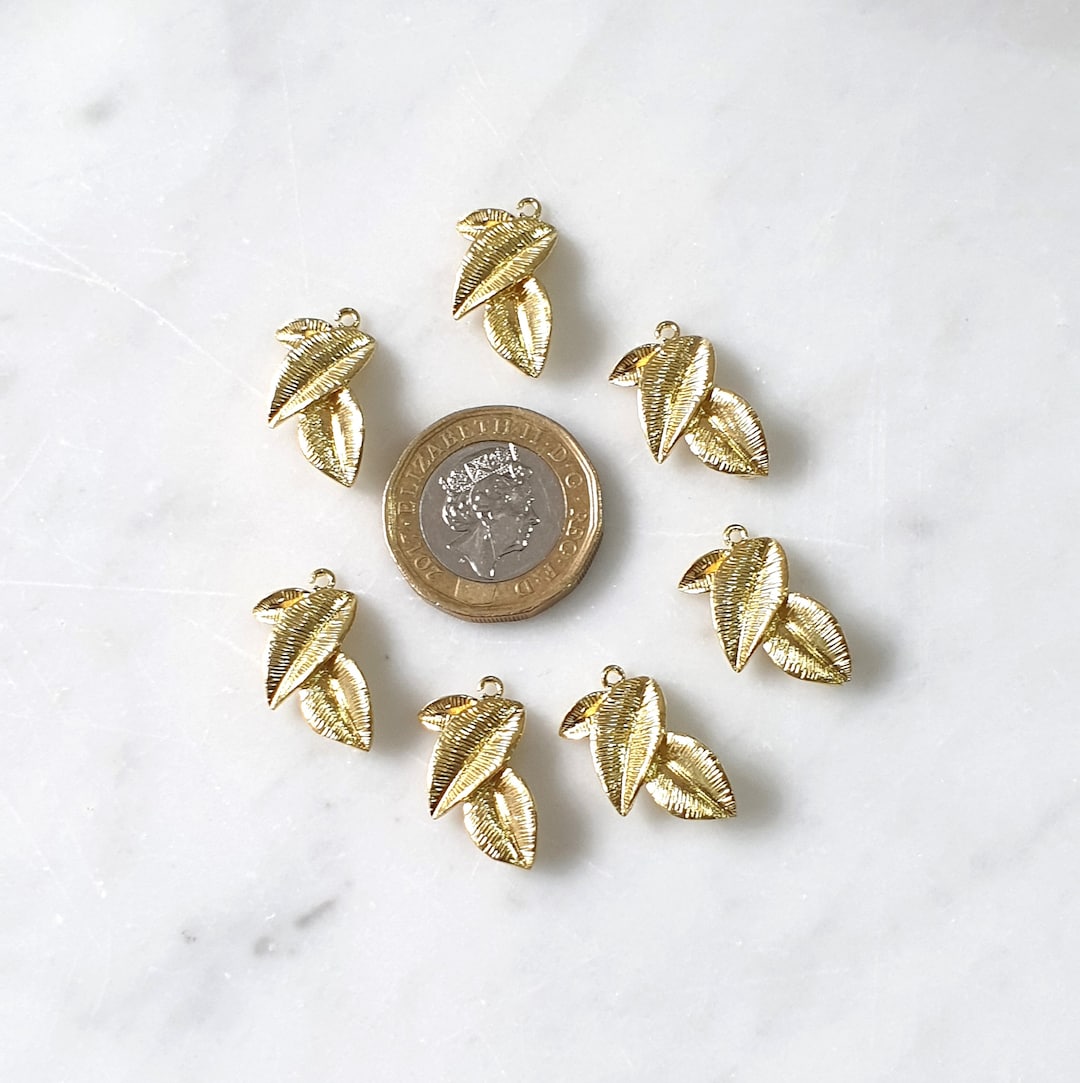 2/4/6/10 X Gold Triple Leaf Connectors, Textured Leaf Links, Raw Brass Autumn Leaves, DIY ...