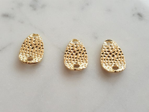 6 x Gold Hammered Oval Connectors Textured Connectors | Etsy