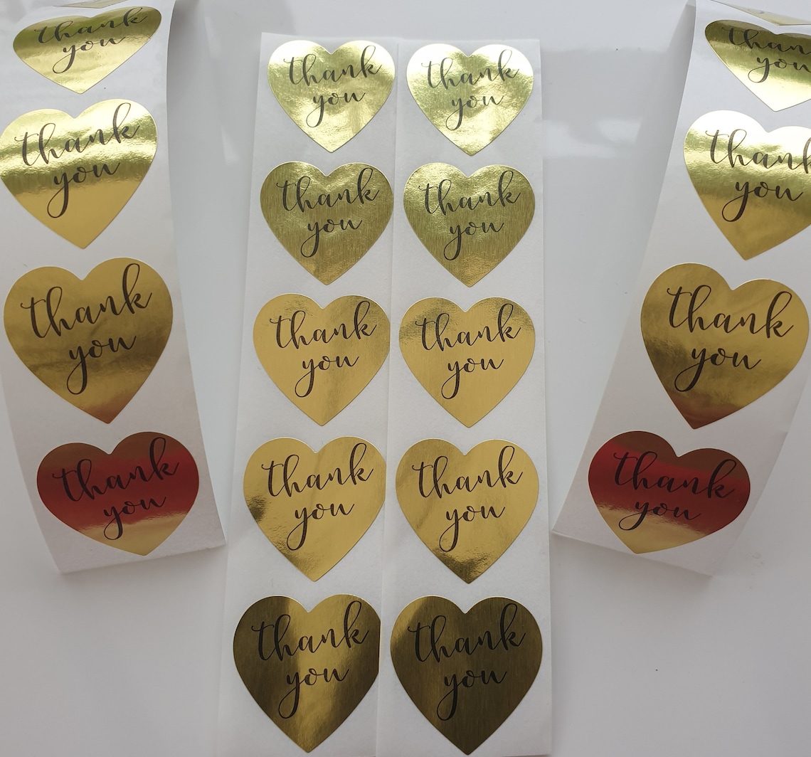 100X Golden Heart Adhesive Label Sticks Gift Tag Stickers Gold - Etsy