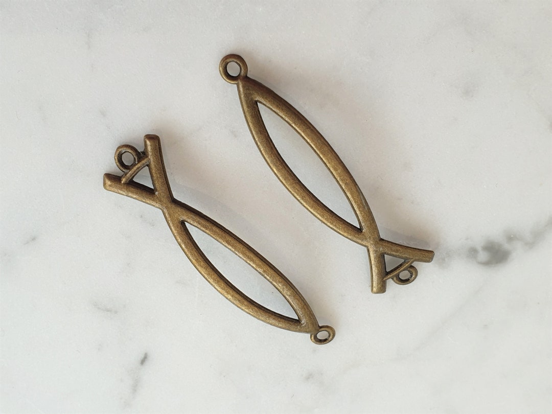 6x Antique Bronze Connectors 48mm Fish Bronze Links Vintage Connectors ...