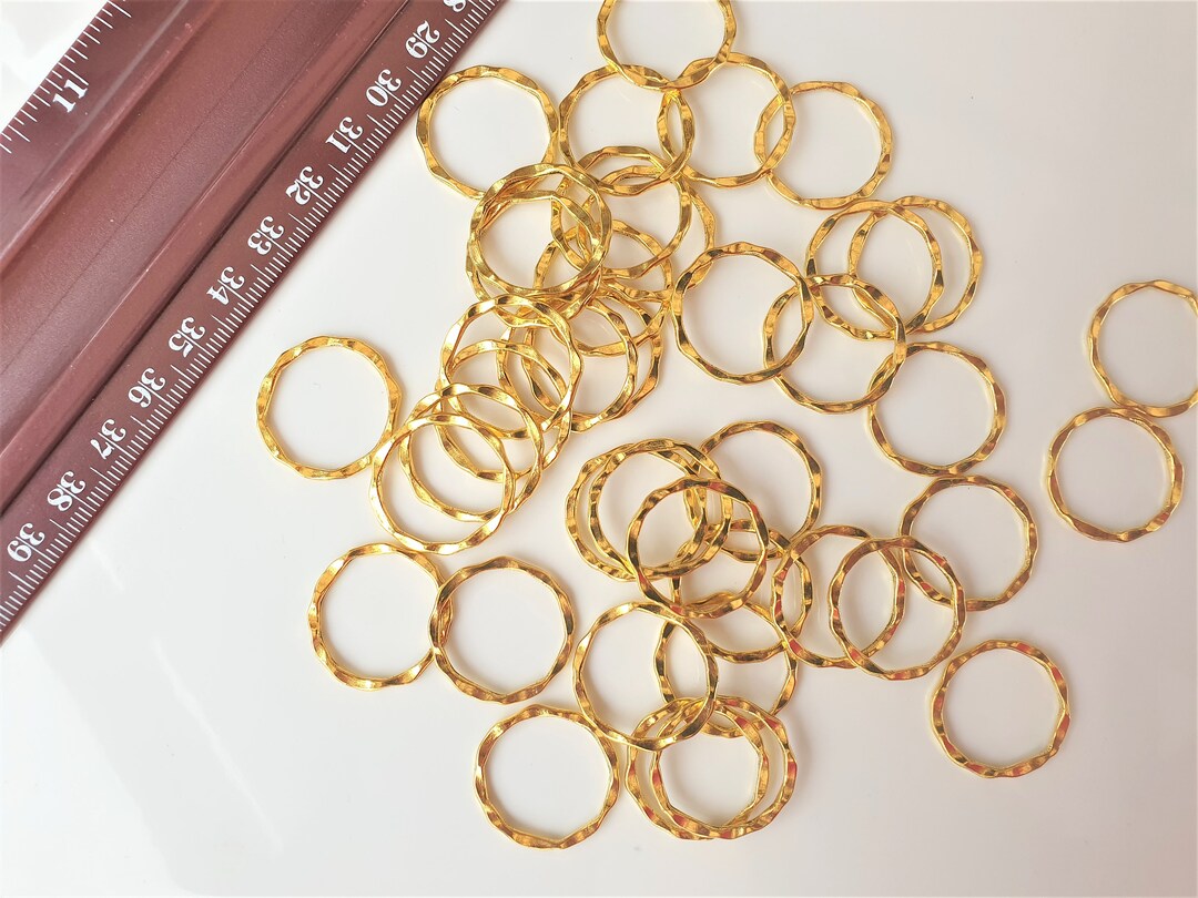 15 X Gold Linking Rings Hammered Connectors Gold Textured Earring ...