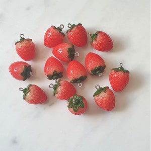 Resin Strawberry Charms, Extra Large 38x24, Small 26x18mm, Earrings ...
