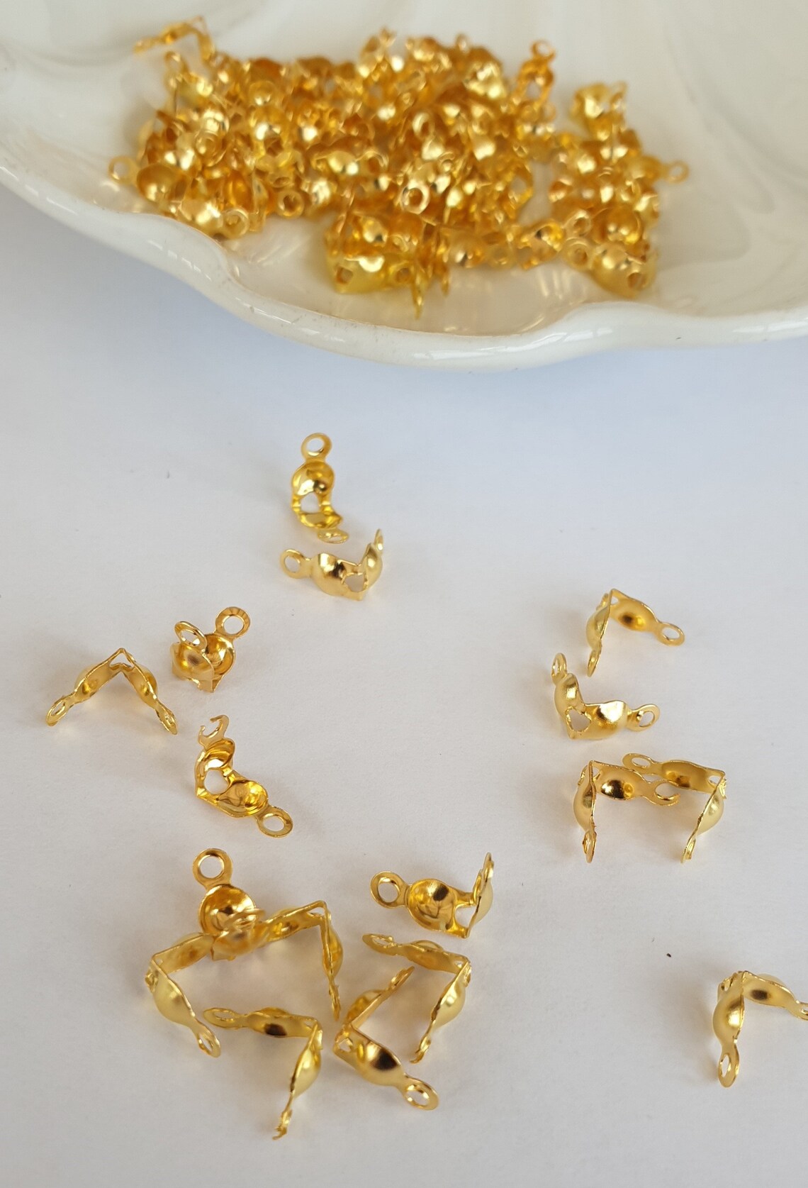 50 Pcs 24k Gold Plated Crimp Beads Crimp 15x4mm Callote | Etsy