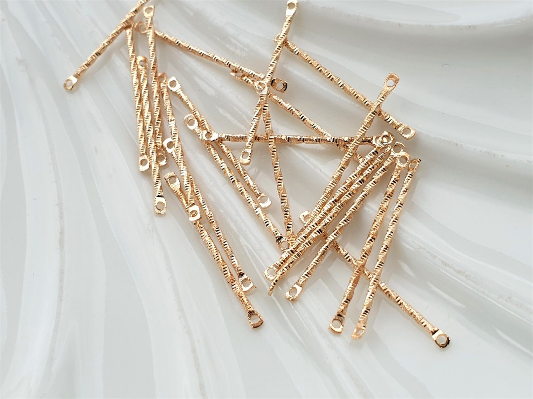 10/20/50 X 18K Gold Textured Bar Connectors Gold Plated Brass Links ...