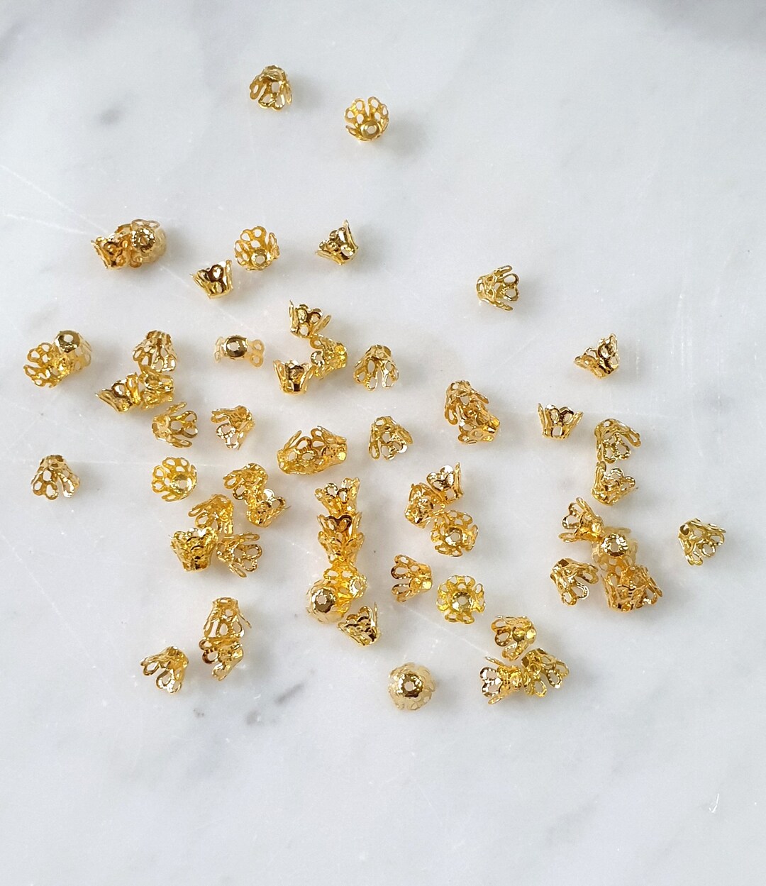 50 X Filigree Bell Bead Caps Gold Tone Flower Bead Caps Gold - Etsy