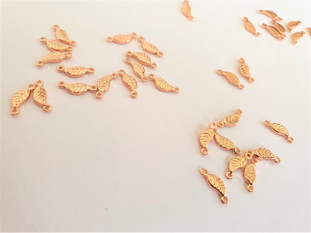 4 X Rose Gold Leaf Links Connectors 18K Rose Gold Plated Earring ...