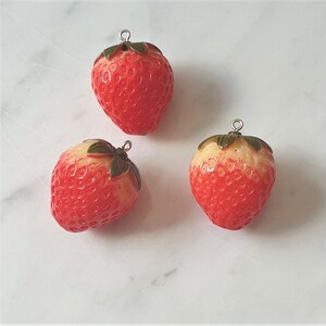Resin Strawberry Charms, Extra Large 38x24, Small 26x18mm, Earrings ...