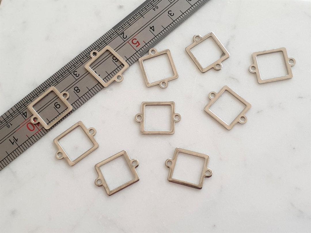 10 X Stainless Steel Square Connectors, Square Links, Geometric Joiners ...