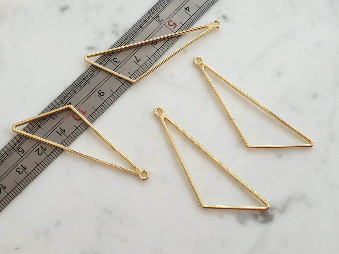 4 X Gold Open Back Bezel Big Pendants, Triangle Bezel Pendants for DIY ...