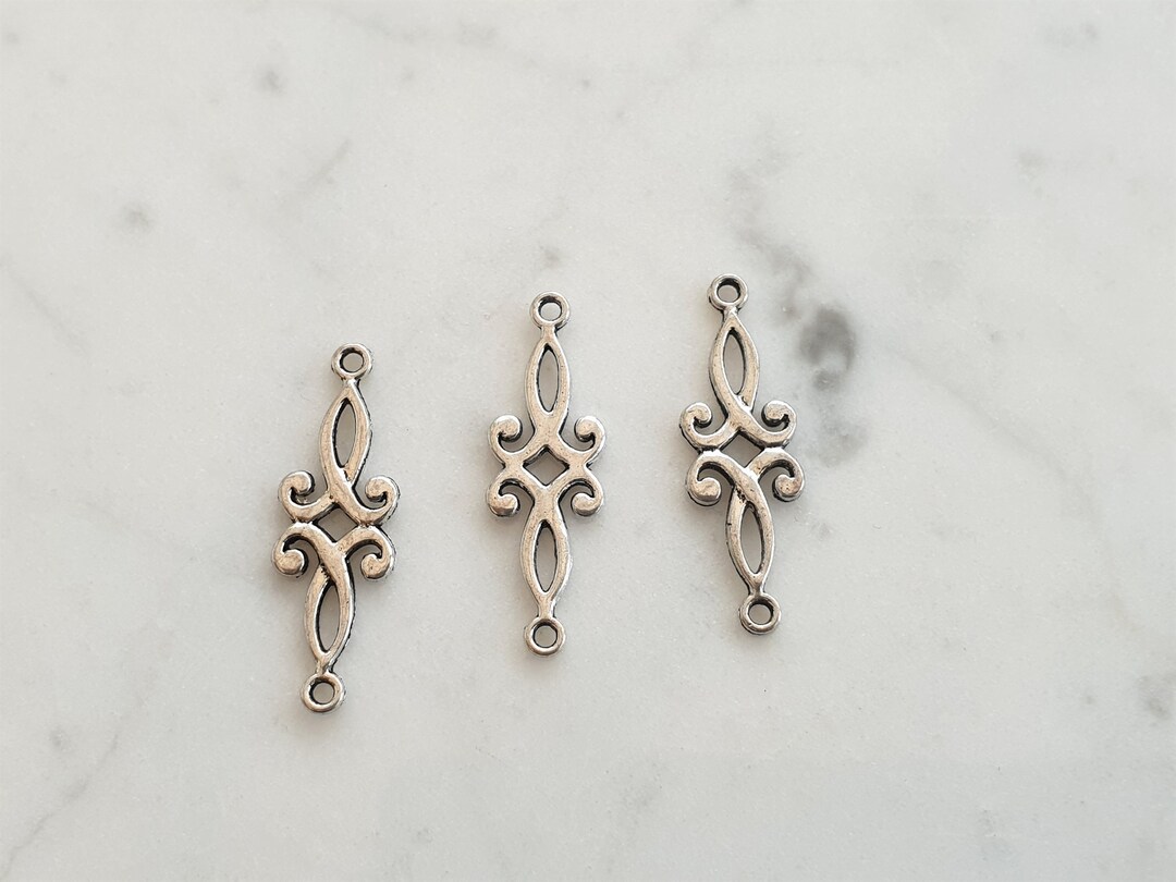 10/20/50 X Antique Silver Connectors, Flower Earring Links, Jewellery ...