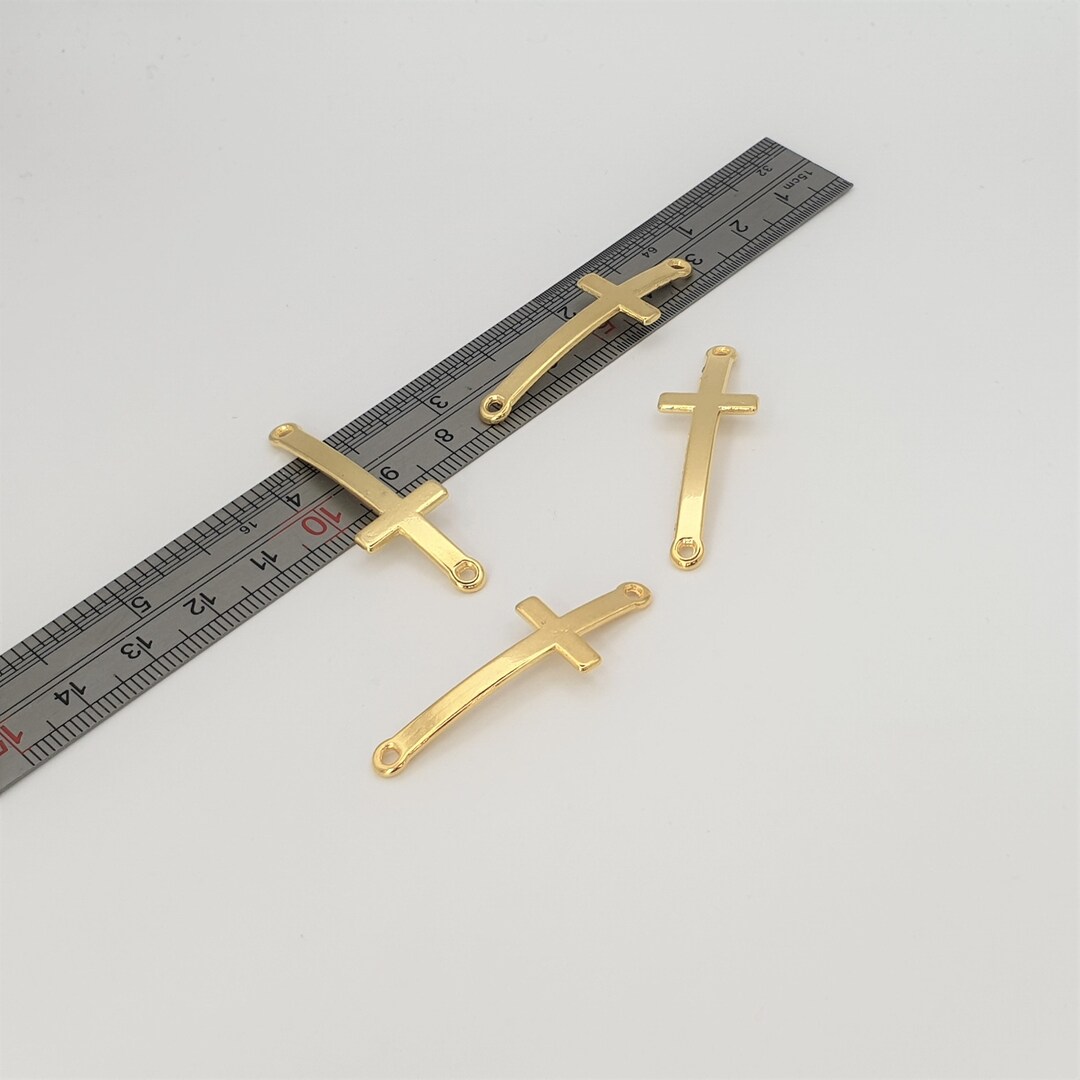 4x Gold Cross Connectors, Sideways Cross Links, Jewellery Making ...