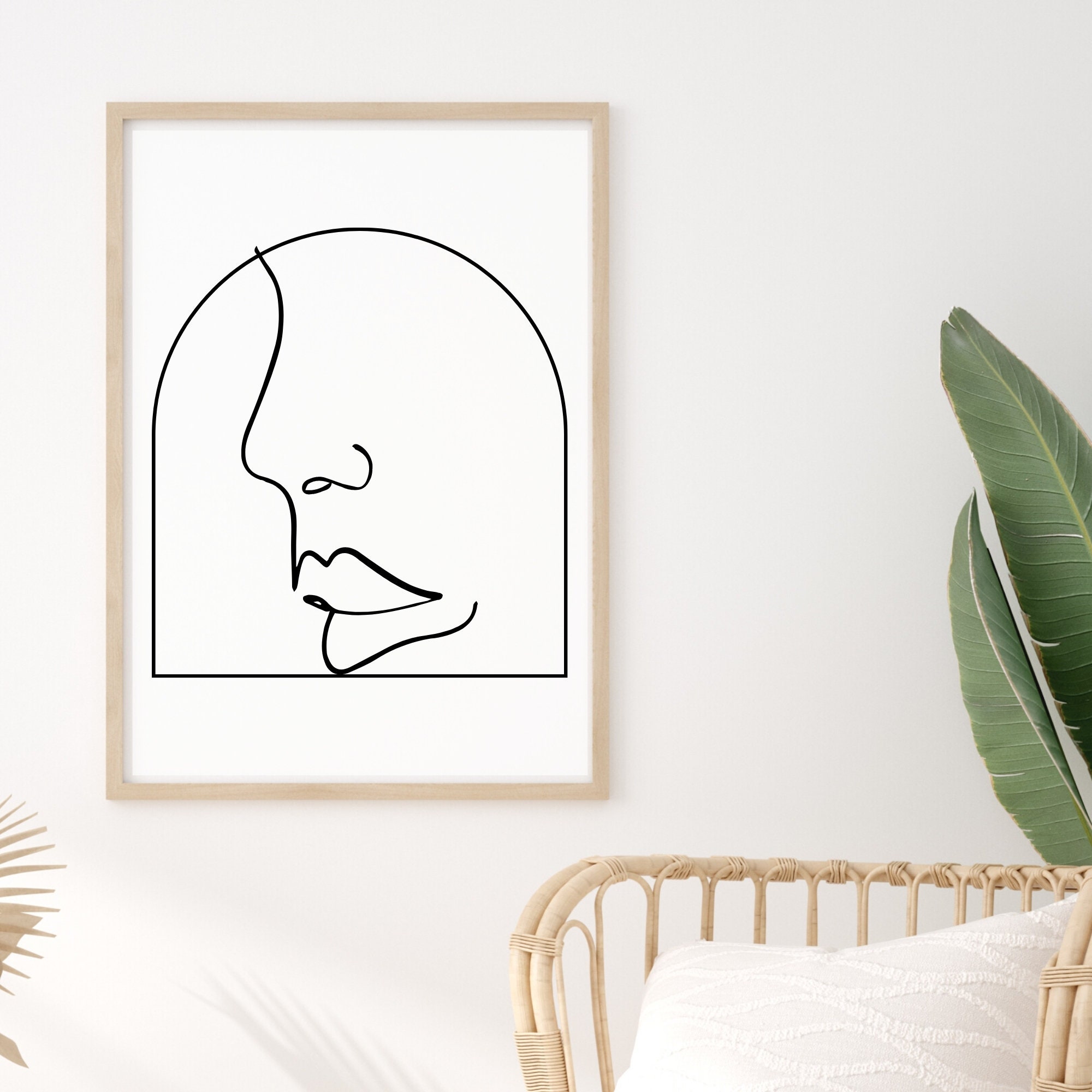 Simplistic Face Prints Set of 2 Minimalistic Wall Art Boho - Etsy