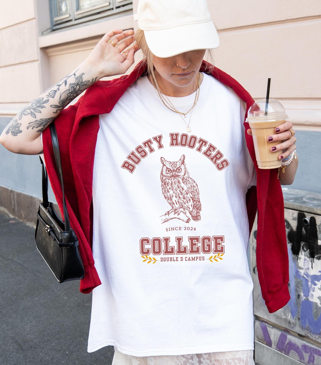 Busty Hooters College T-shirt | Funny Vintage Owl Tee | Retro ...