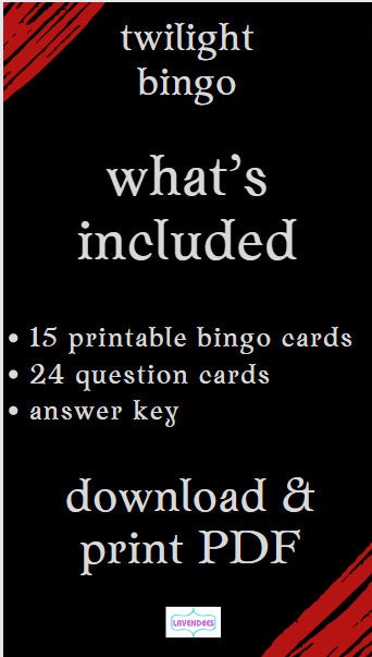 Book Club Bingo Twilight by Stephenie Meyer Bingo Game Gift for Book ...