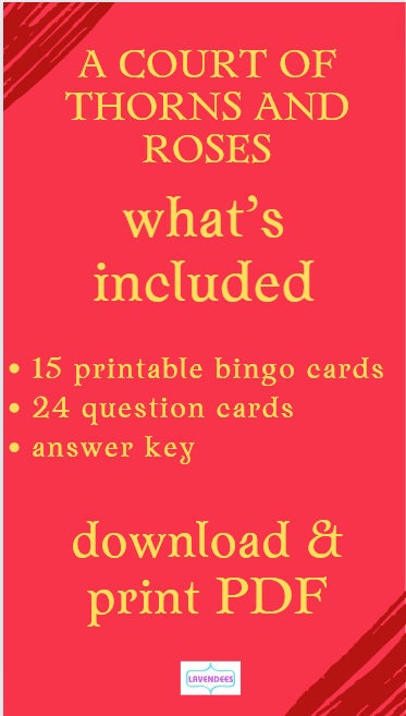 Book Club Bingo A Court of Thorns and Roses by Sarah J. Maas Bingo Game ...