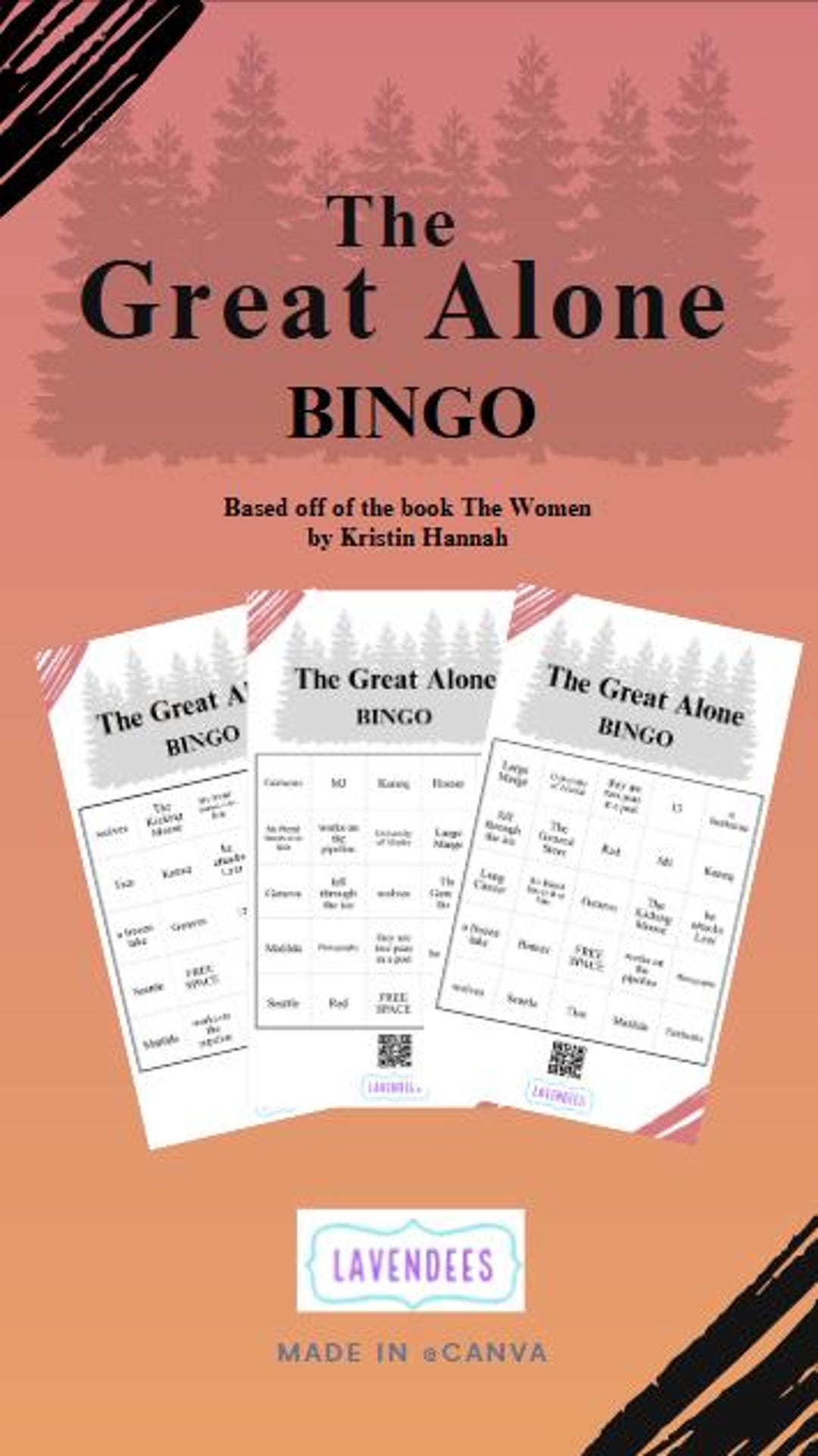 Book Club Bingo the Great Alone by Kristin Hannah Bingo Game Historical ...
