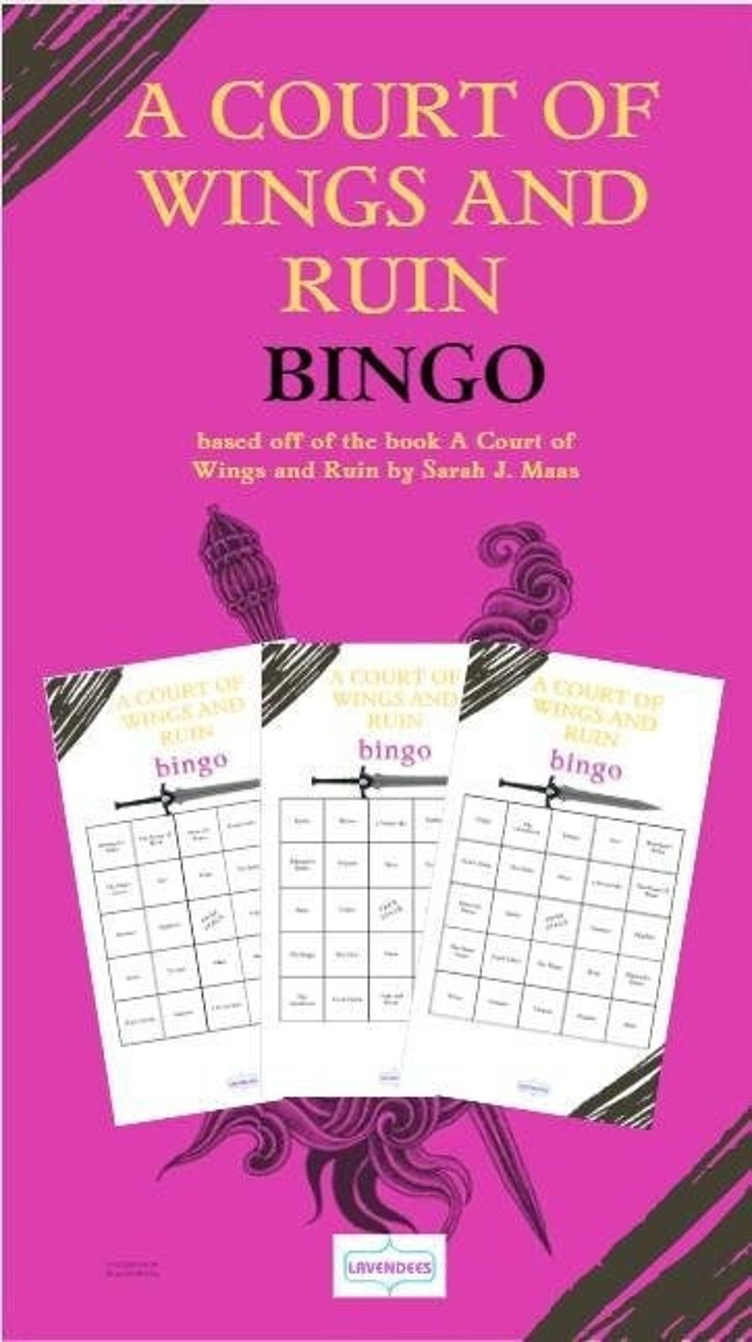 Book Club Bingo A Court of Wings and Ruin by Sarah J. Maas Bingo Game ...