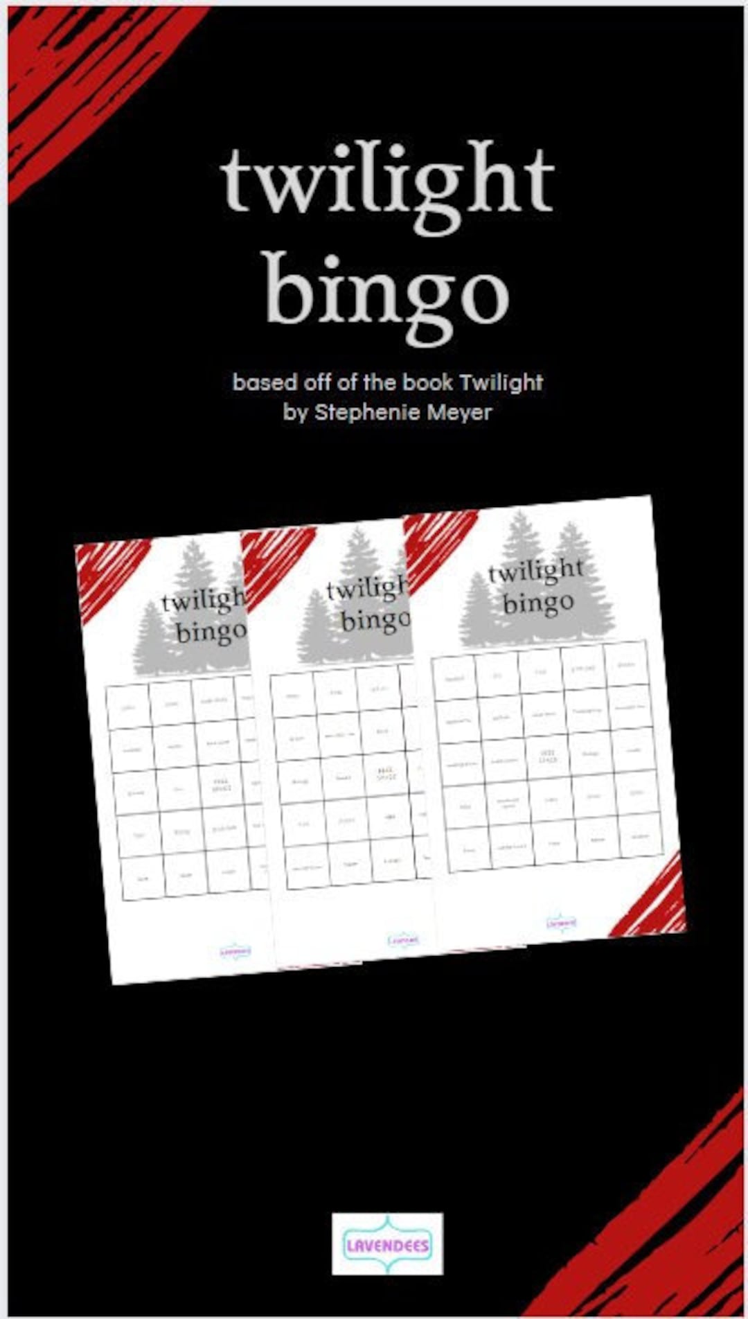 Book Club Bingo Twilight by Stephenie Meyer Bingo Game Gift for Book ...