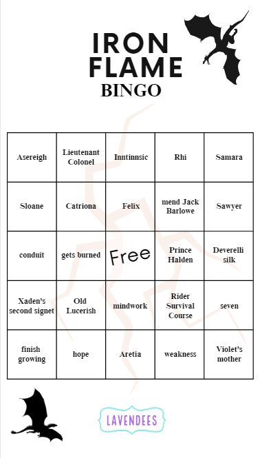 Book Club Bingo Iron Flame by Rebecca Yarros Bingo Game Gift for Book ...