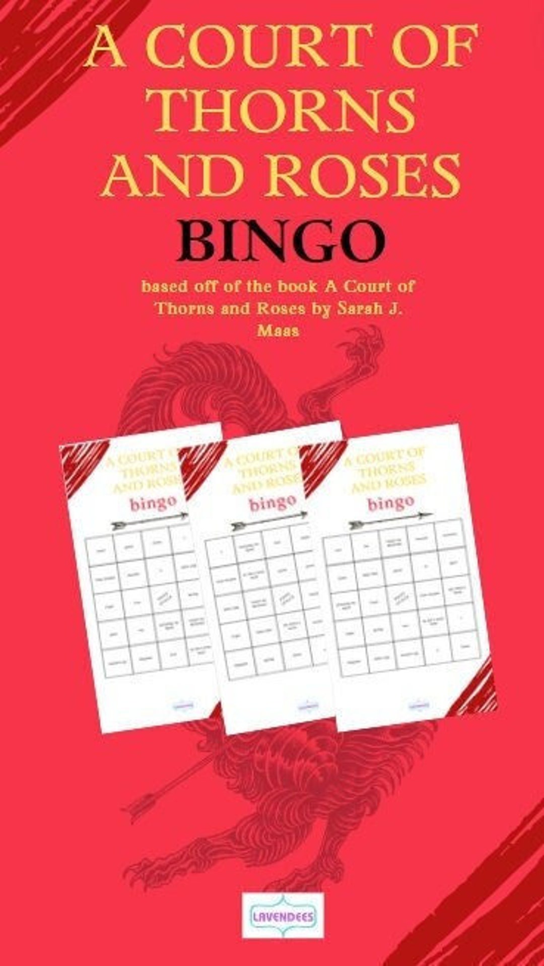 Book Club Bingo A Court of Thorns and Roses by Sarah J. Maas Bingo Game ...