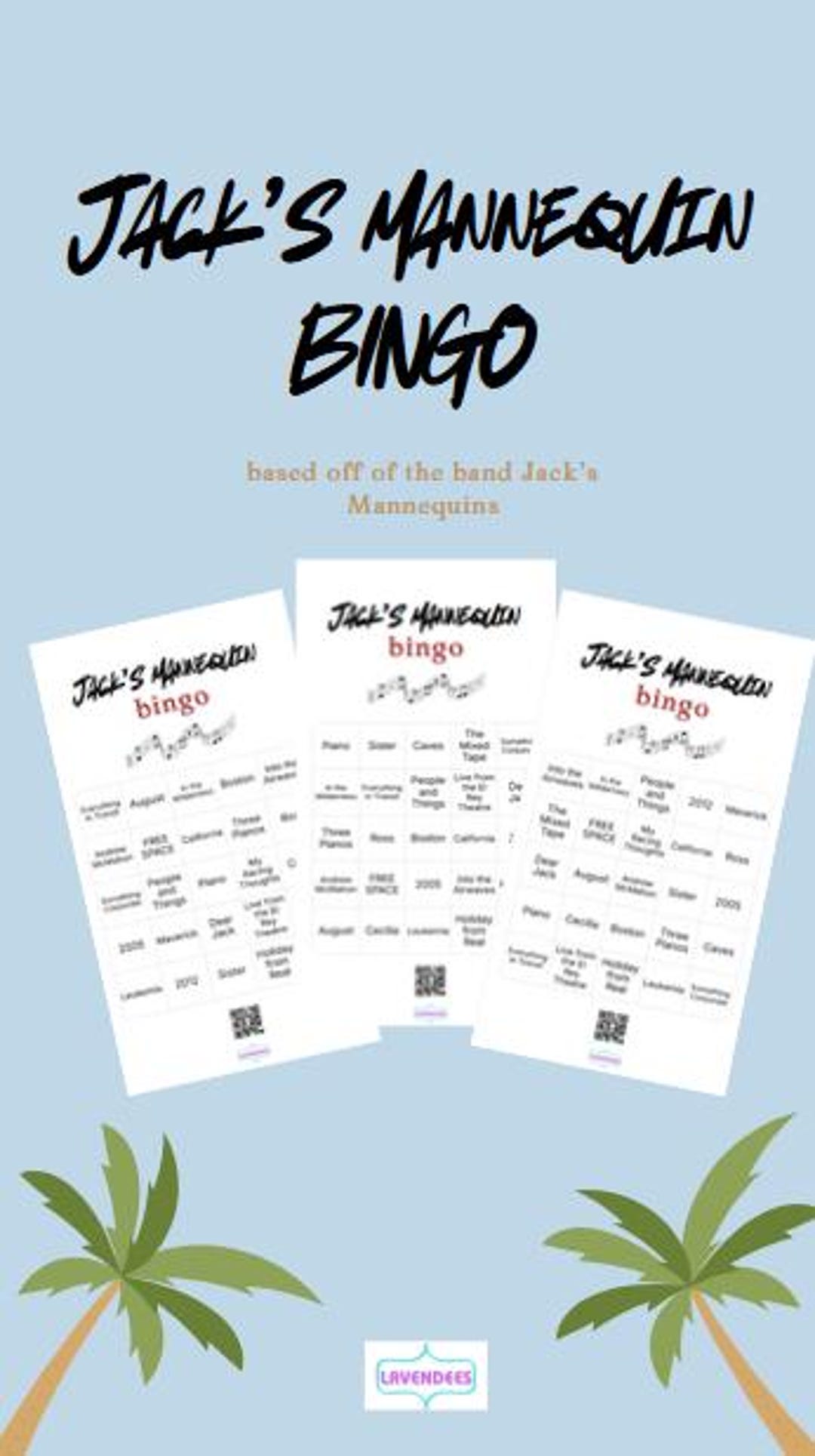 Band Bingo Jack's Mannequin Bingo Game Gift for Band Lover Fun Musical ...
