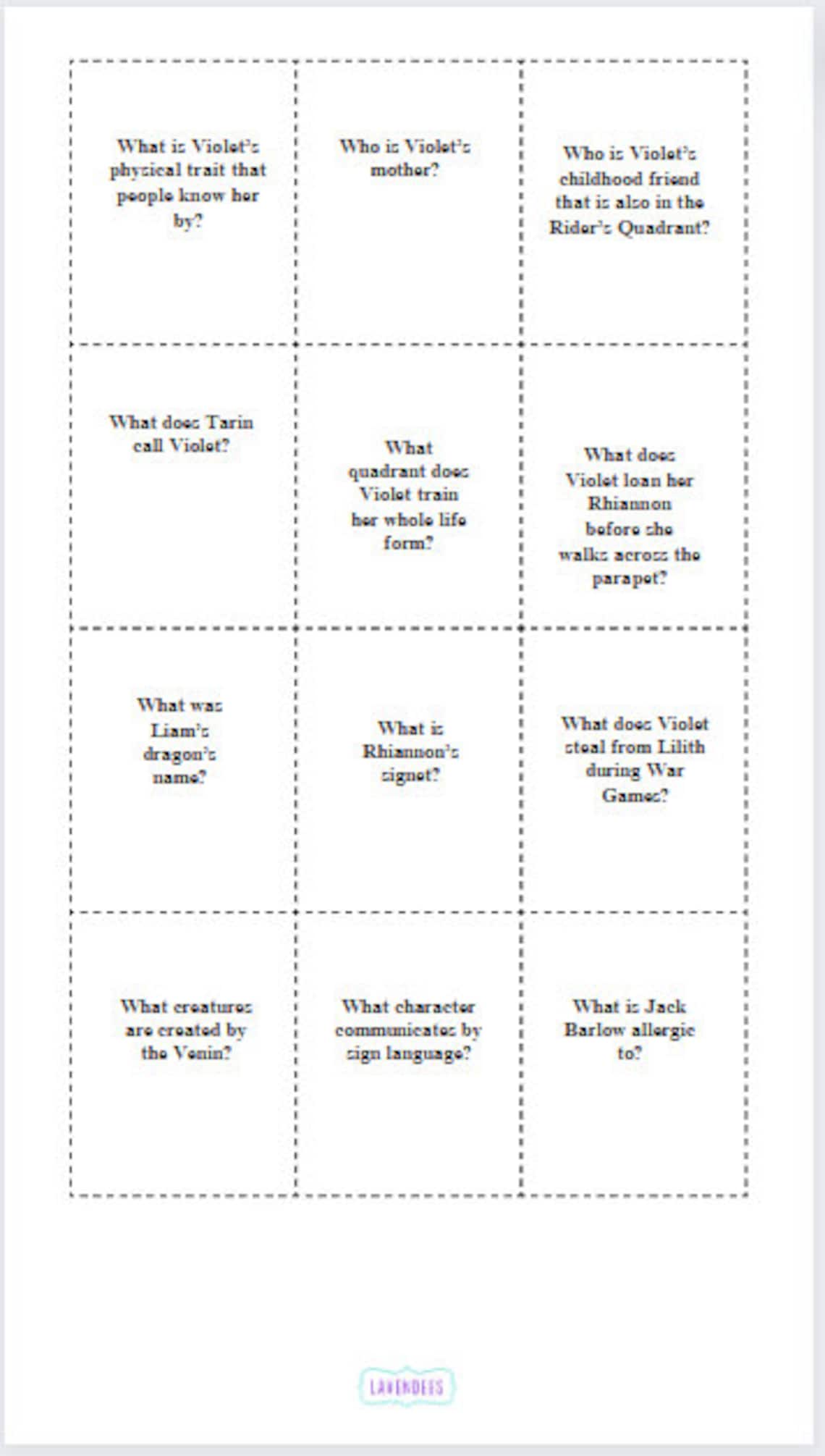 Book Club Bingo Fourth Wing by Rebecca Yarros Bingo Game Gift for Book ...